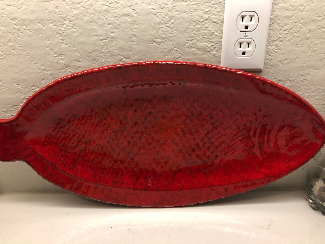 ITALIAN POTTERY Terracotta 22 Fish Red Platter Large Arce Nova - Etsy