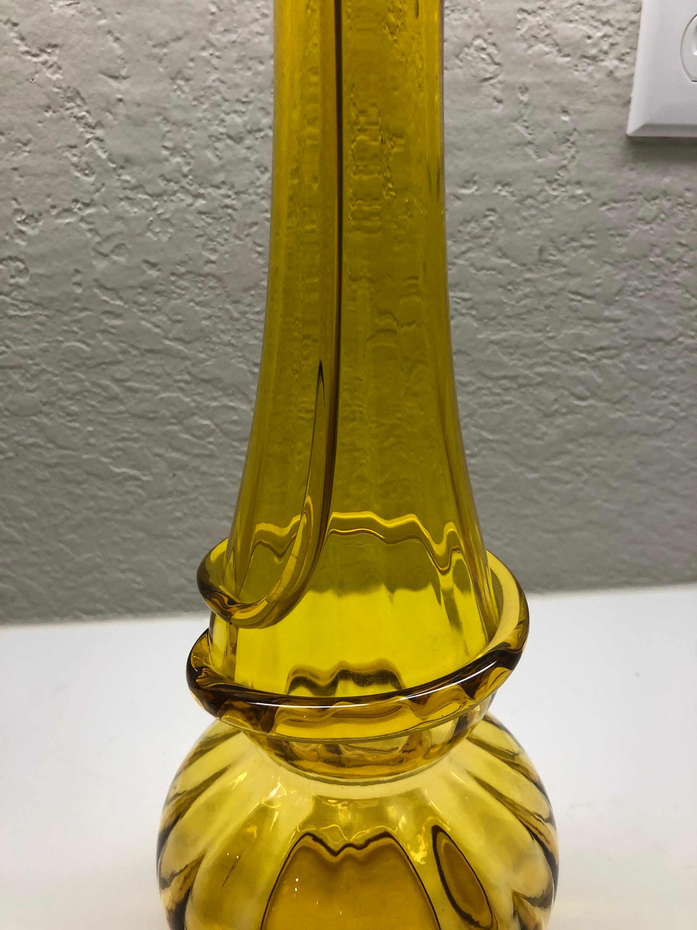 Vintage Mid Century Modern Yellow Slag Swung Glass Vase Kanawha Glass ...