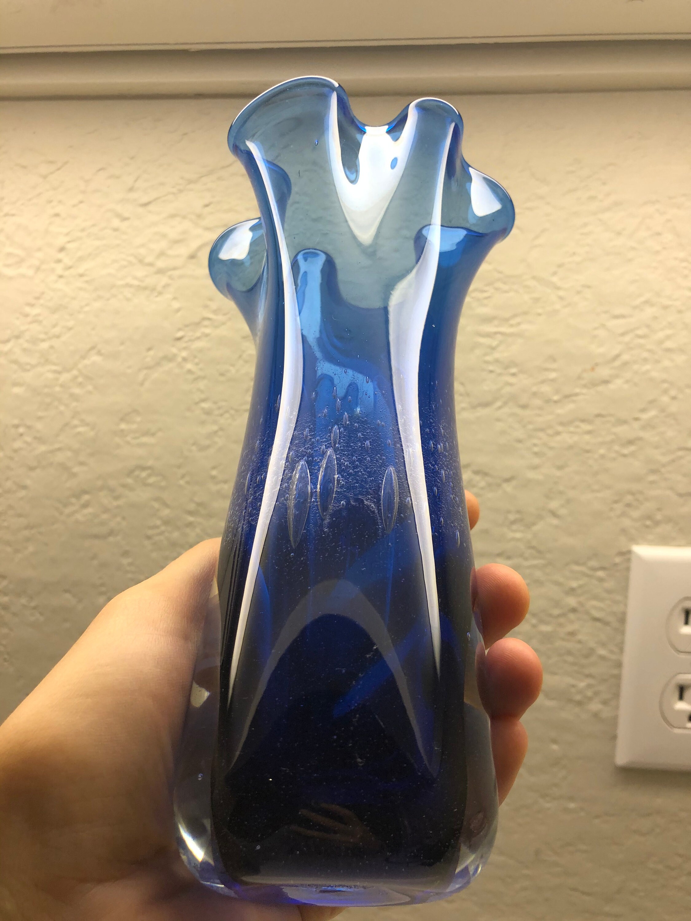 David Traub Art Glass Cobalt Blue Vase Signed Vintage 83 Rare - Etsy