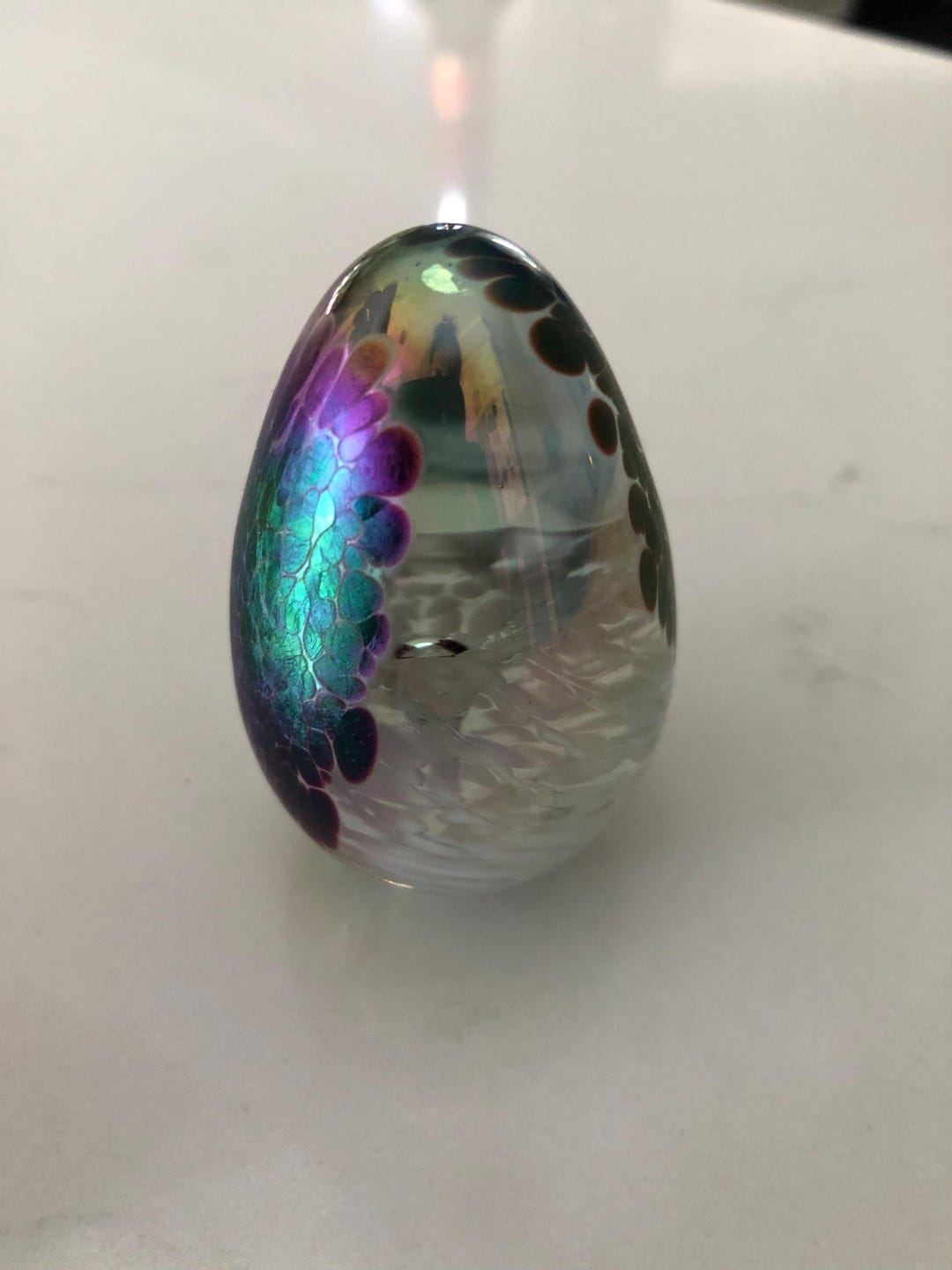 Signed Mount ST HELENS MSH 1990 Iridescent Glass Paperweight 2.5 Inches ...