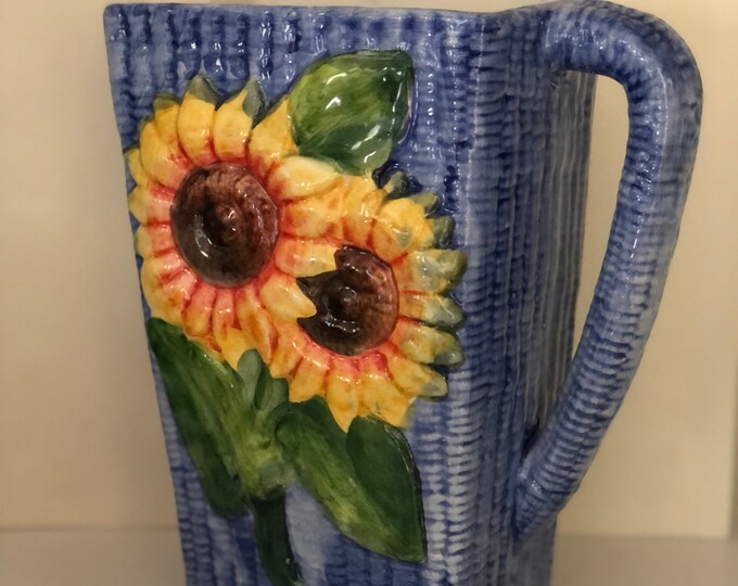 Italian Ceramics Pitcher Sunflower Handmade in Italy - Etsy