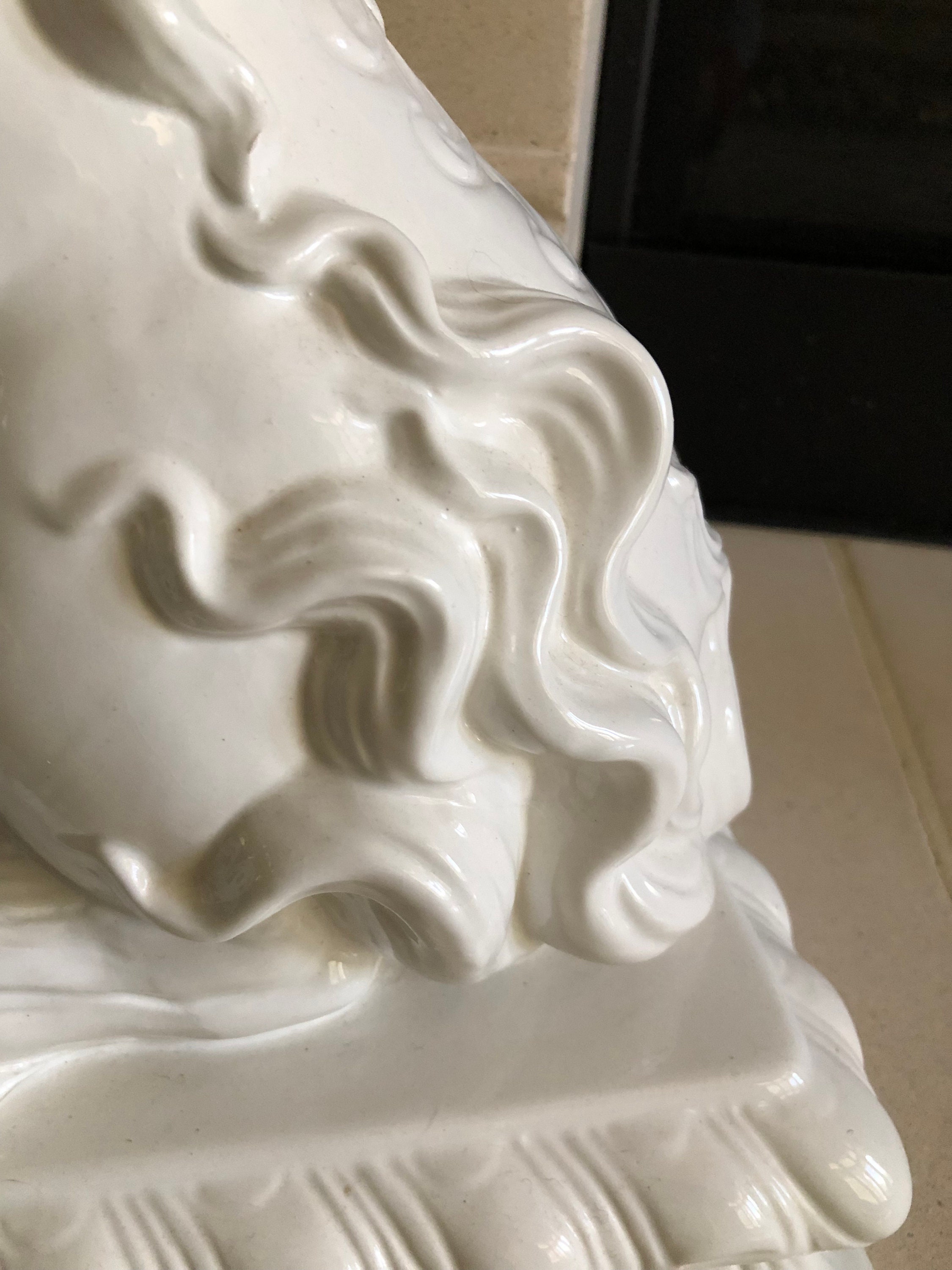 White Foo Dog Attributed to ETHAN ALLEN ITALY, Large Foo Dog Ceramic ...