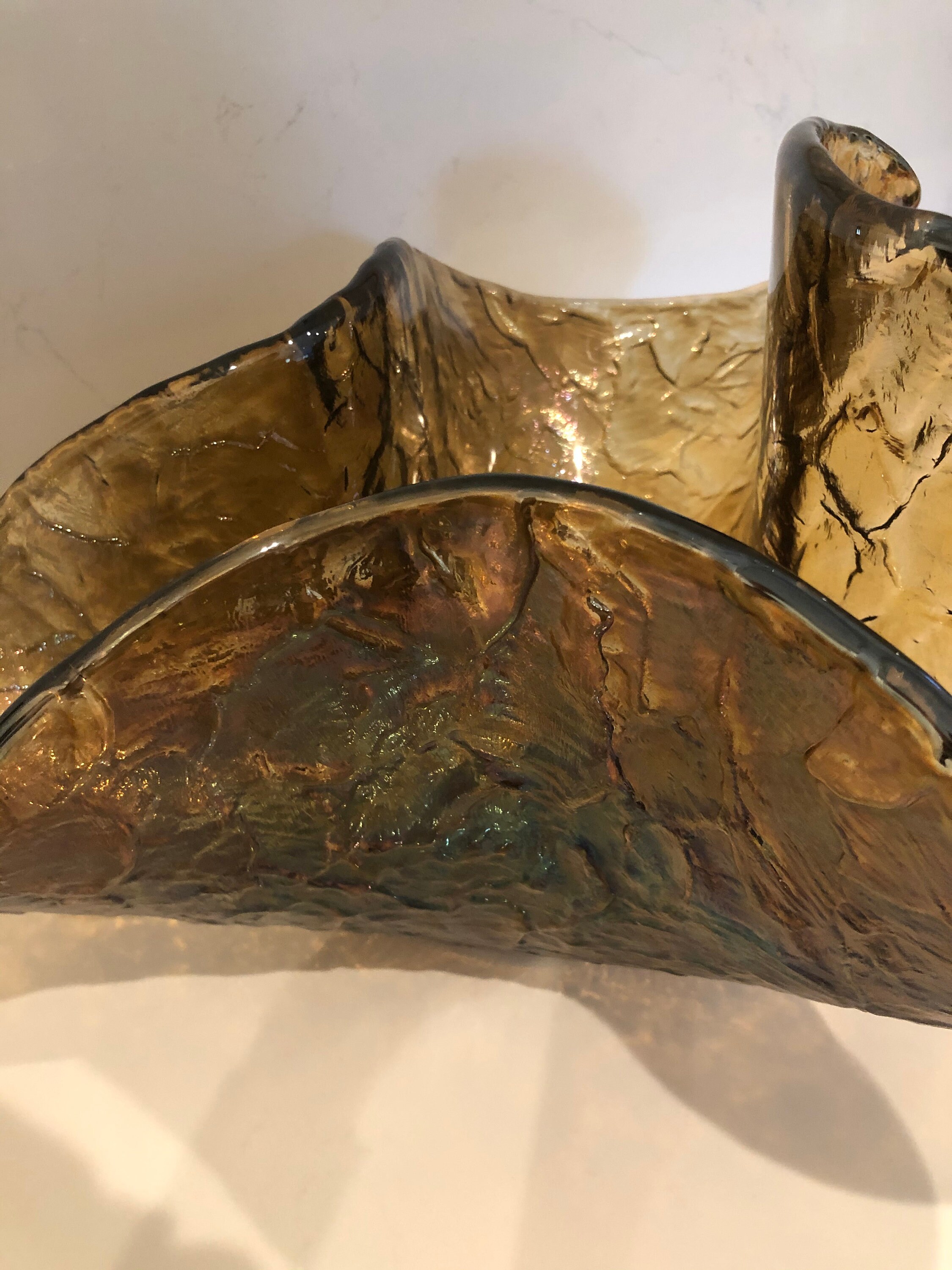 Jsg Oceana Art Glass Centerpiece Made in USA Large Bowl Freeform ...