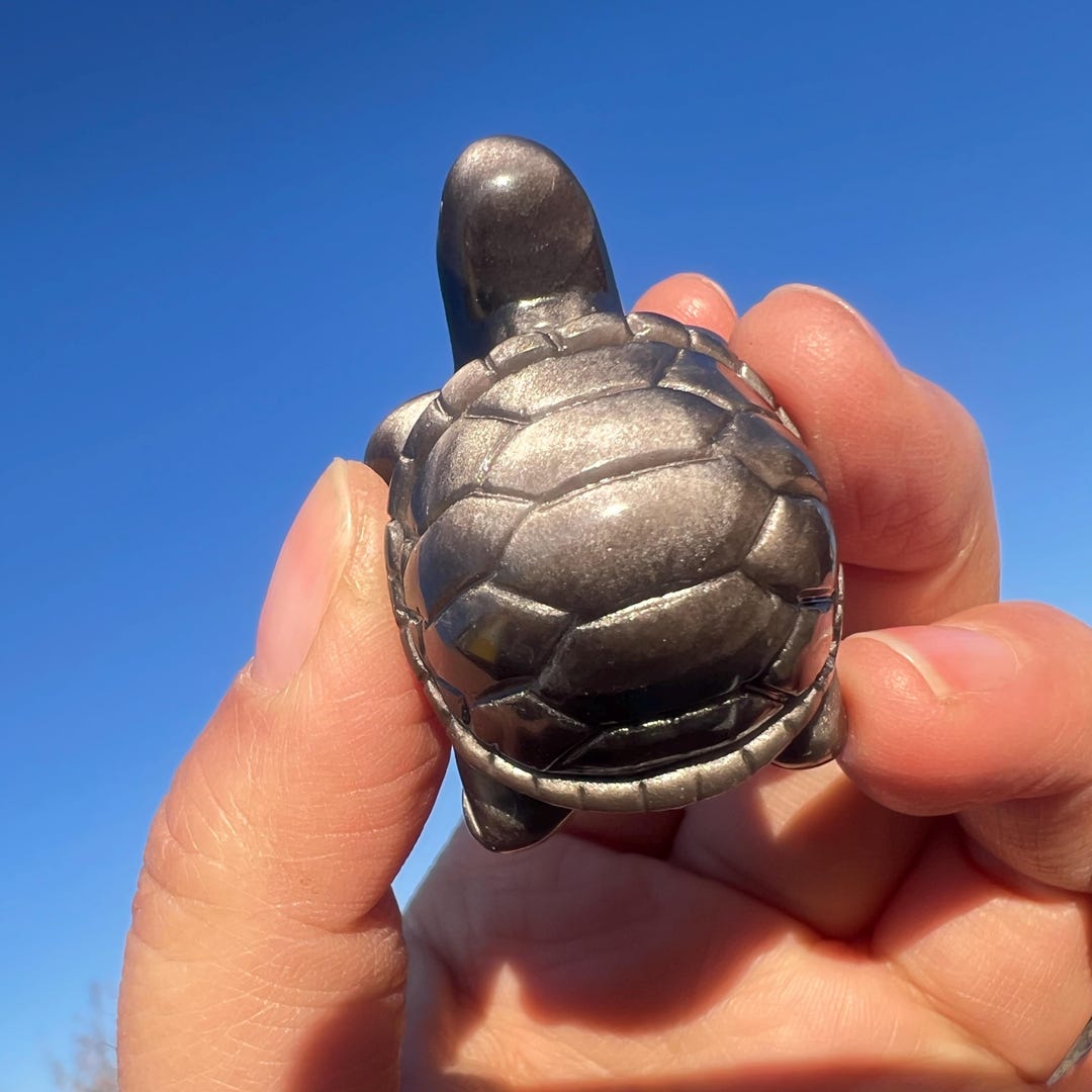 Sliver Obsidian Turtle Carved - Etsy