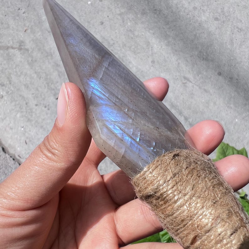 Moonstone Ritual Knife Hand Carved Arrowhead Sword Wiccan Tool Home ...