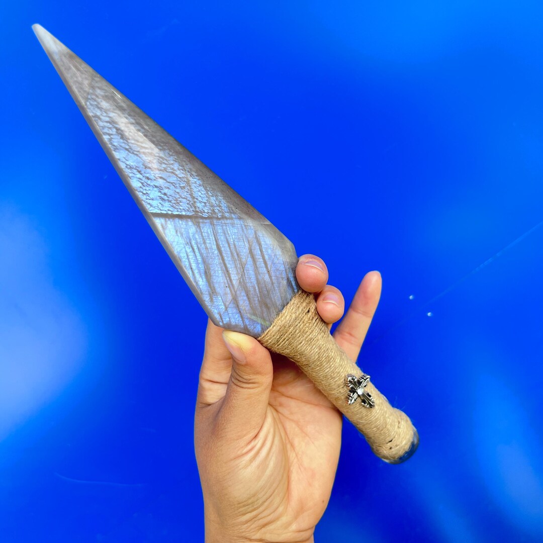 Moonstone Ritual Knife Hand Carved Arrowhead Sword Wiccan Tool Home ...