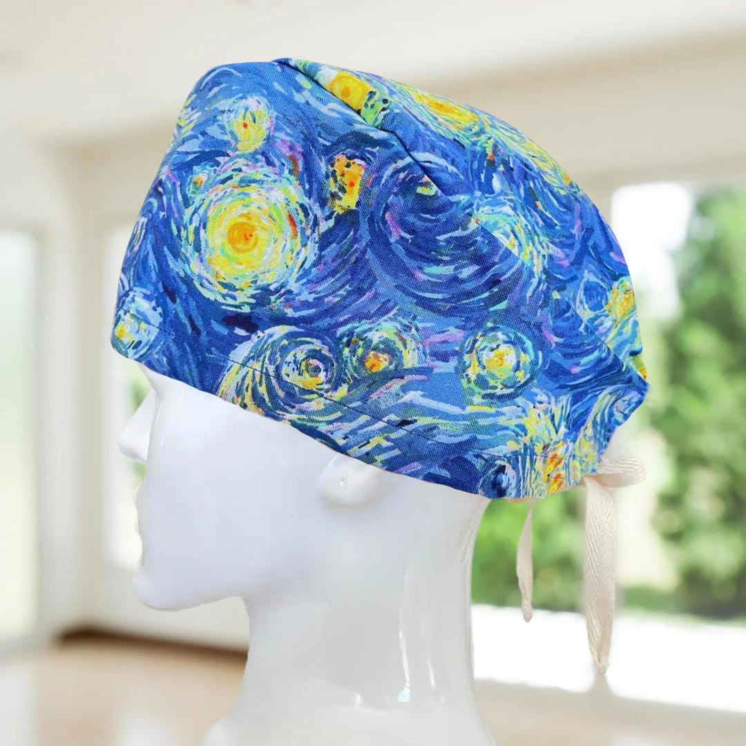 Starry Night Van Gogh Scrub Cap: Unisex Cotton Nurse Hat - Etsy