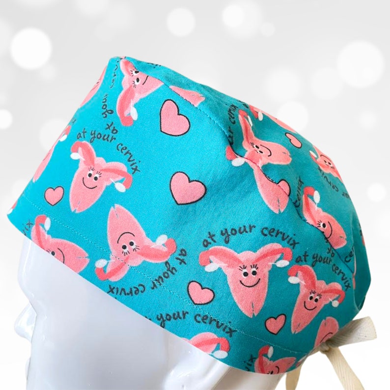 Premium At Your Cervix Print Cap Scrub Hat Or Scrub Cap Crna Surgical