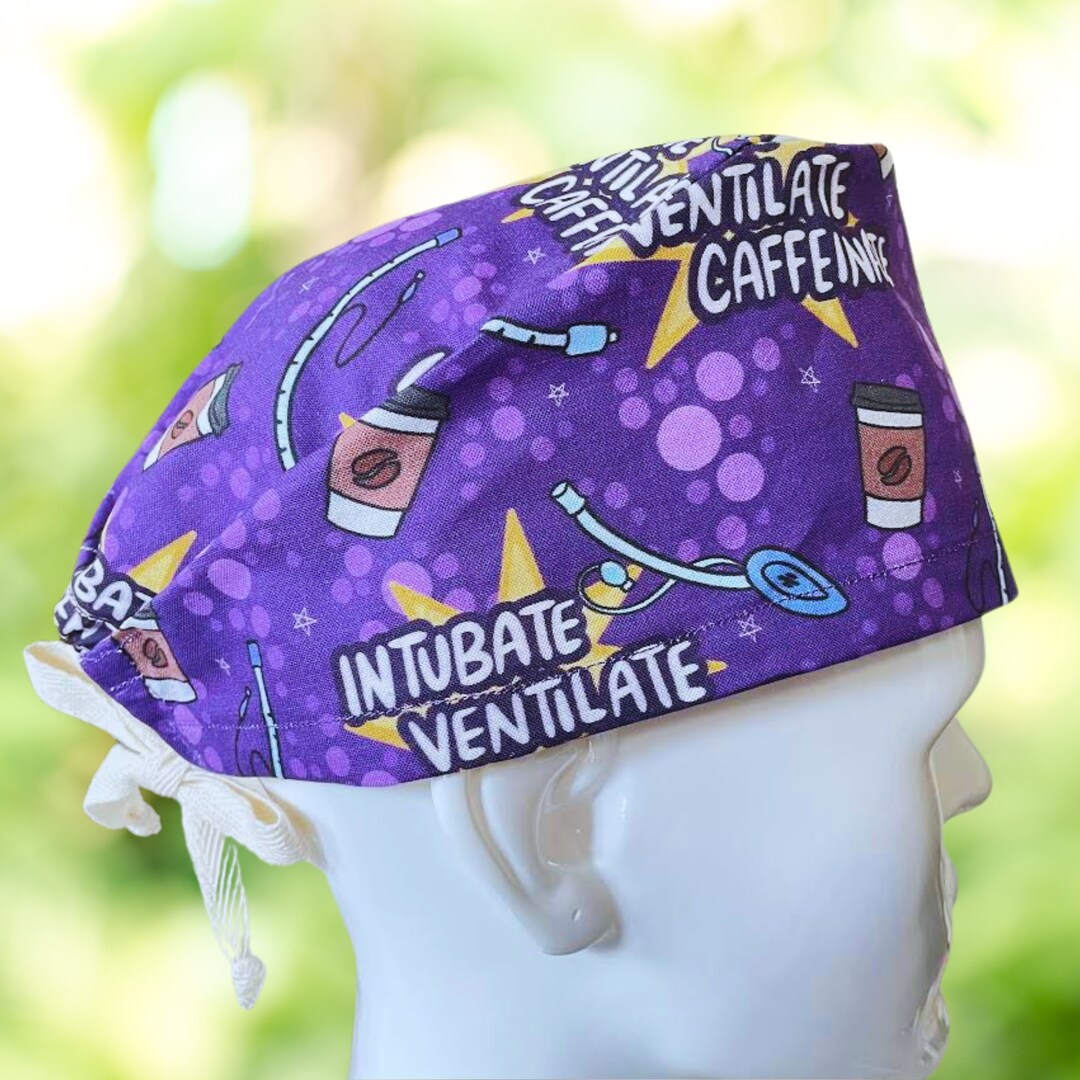 PREMIUM Intubate Ventilate Caffeine~euro or Modern Scrub Cap, Nurse Cap ...