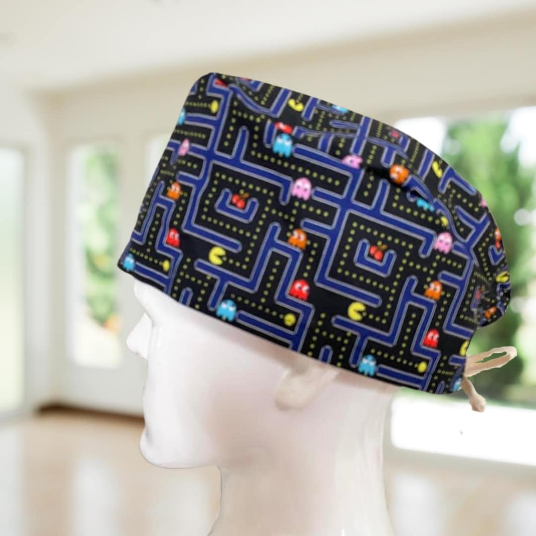 PREMIUM Pacman Retro Games~ ~ Modern Scrub Cap, Nurse Cap, Scrub Hat ...