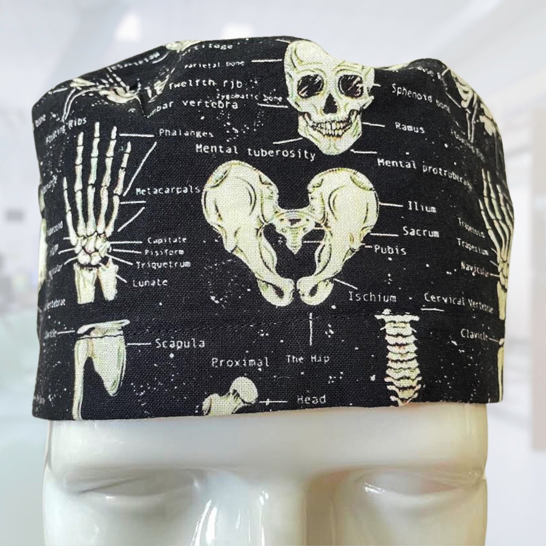 Skeleton Scrub Cap Nurse Cap Scrub Hat OR Scrub Cap CRNA Surgical Cap ...