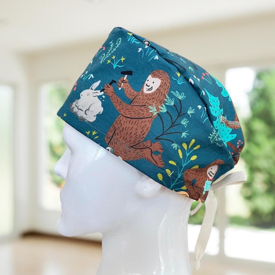 PREMIUM Big Foot Artsy ~ Modern Scrub Cap, Nurse Cap, Scrub Hat, OR ...