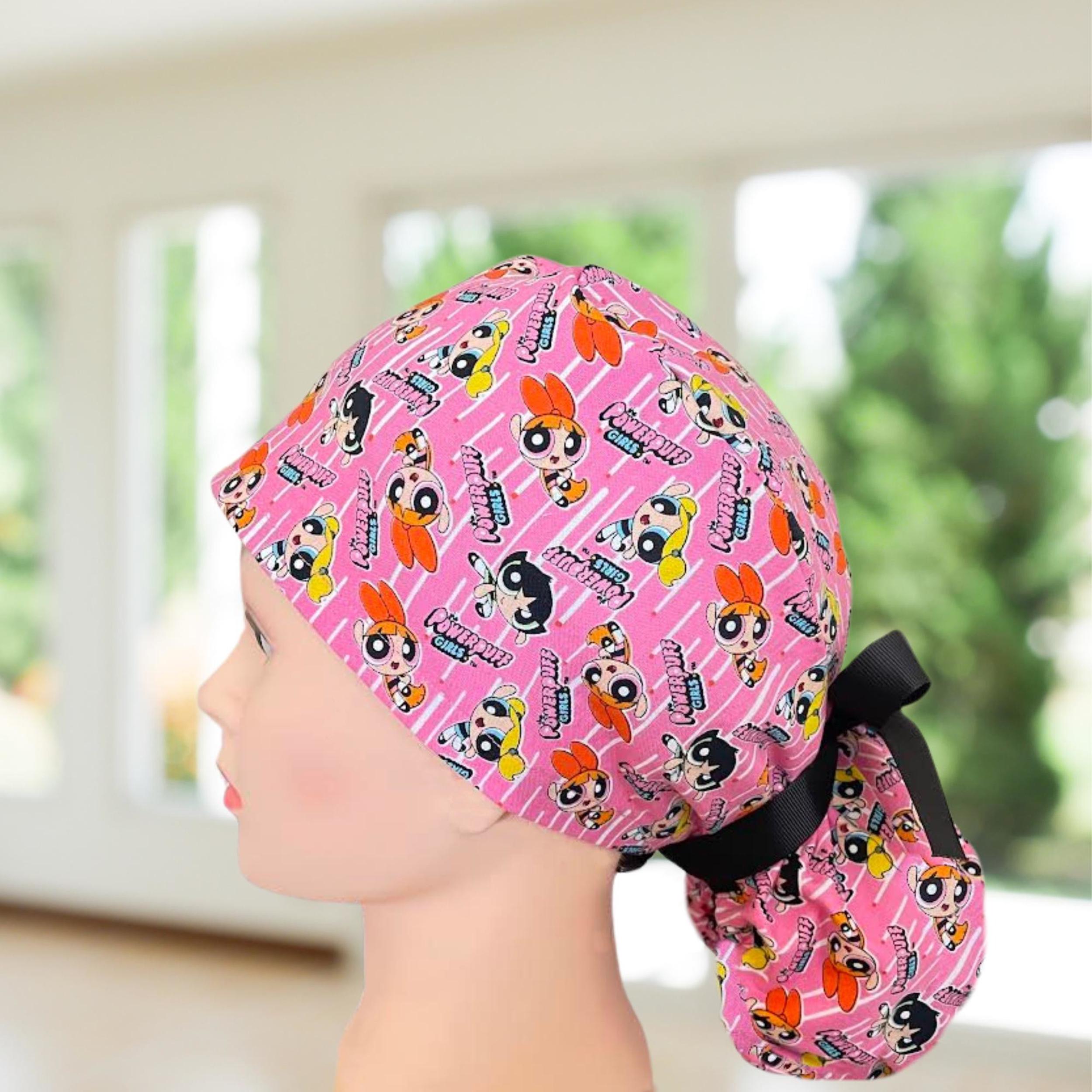 Powerpuff Girls 2~ponytail Scrub Cap: Surgical Hat With Ribbon Ties - Etsy