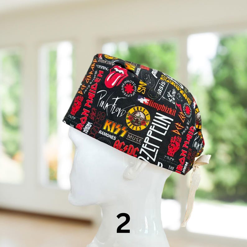 Rock Bands Unisex Surgical Scrub Cap: Healthcare, Tech, CNA, MD, RN ...