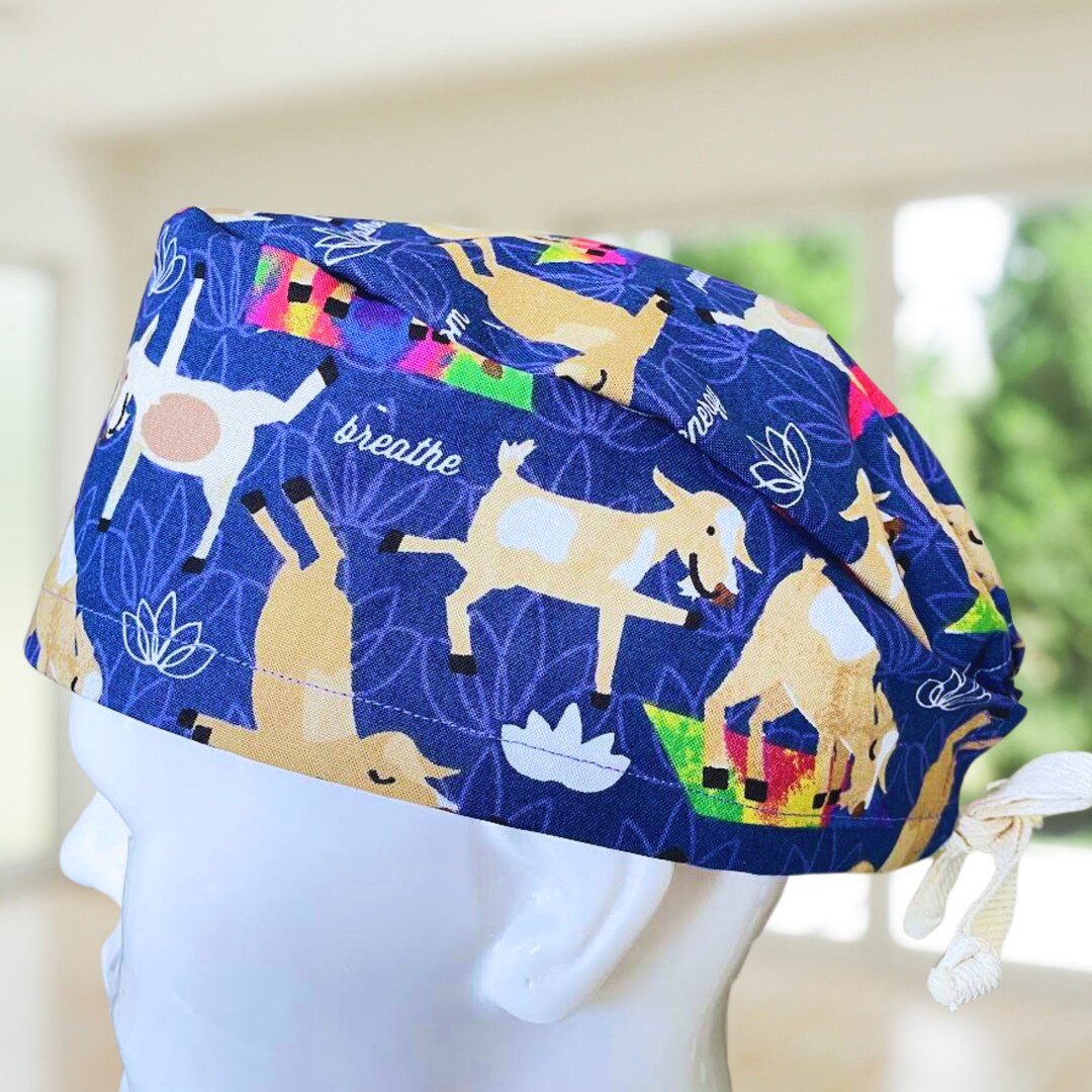 Goat Yoga Scrub Cap, USA Made Cotton Nurse Hat - Etsy