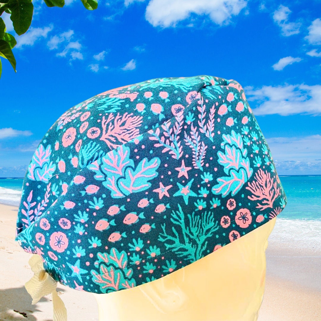 PREMIUM Under Sea~ Euro or Modern Scrub Cap, Nurse Cap, Scrub Hat, OR ...