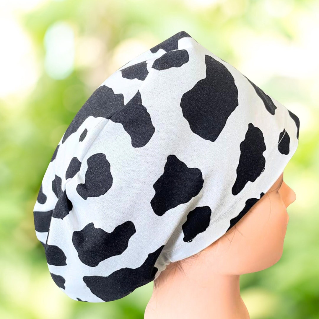EURO Style Scrub Cow Print~black~ Unisex Nurse Cap, Scrub Hat, Scrub ...