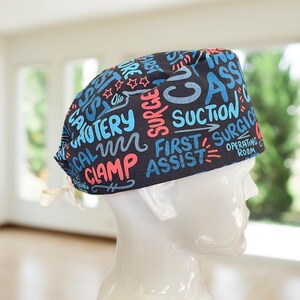 OR Scribbles~ Modern Scrub Cap, Nurse Cap, Scrub Hat, OR, Chemo Cap ...