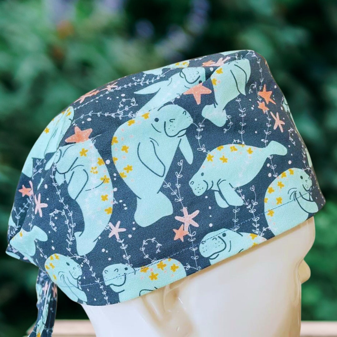 PREMIUM Pretty Manatees Modern Scrub Cap, Nurse Cap, Scrub Hat, OR ...