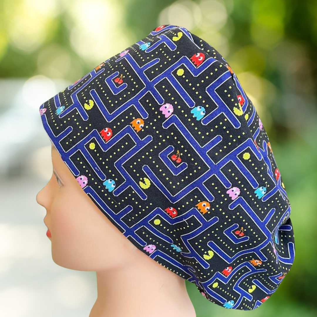 PREMIUM Pac Man Retro Game Euro Style Scrub Cap, Unisex Nurse Cap ...
