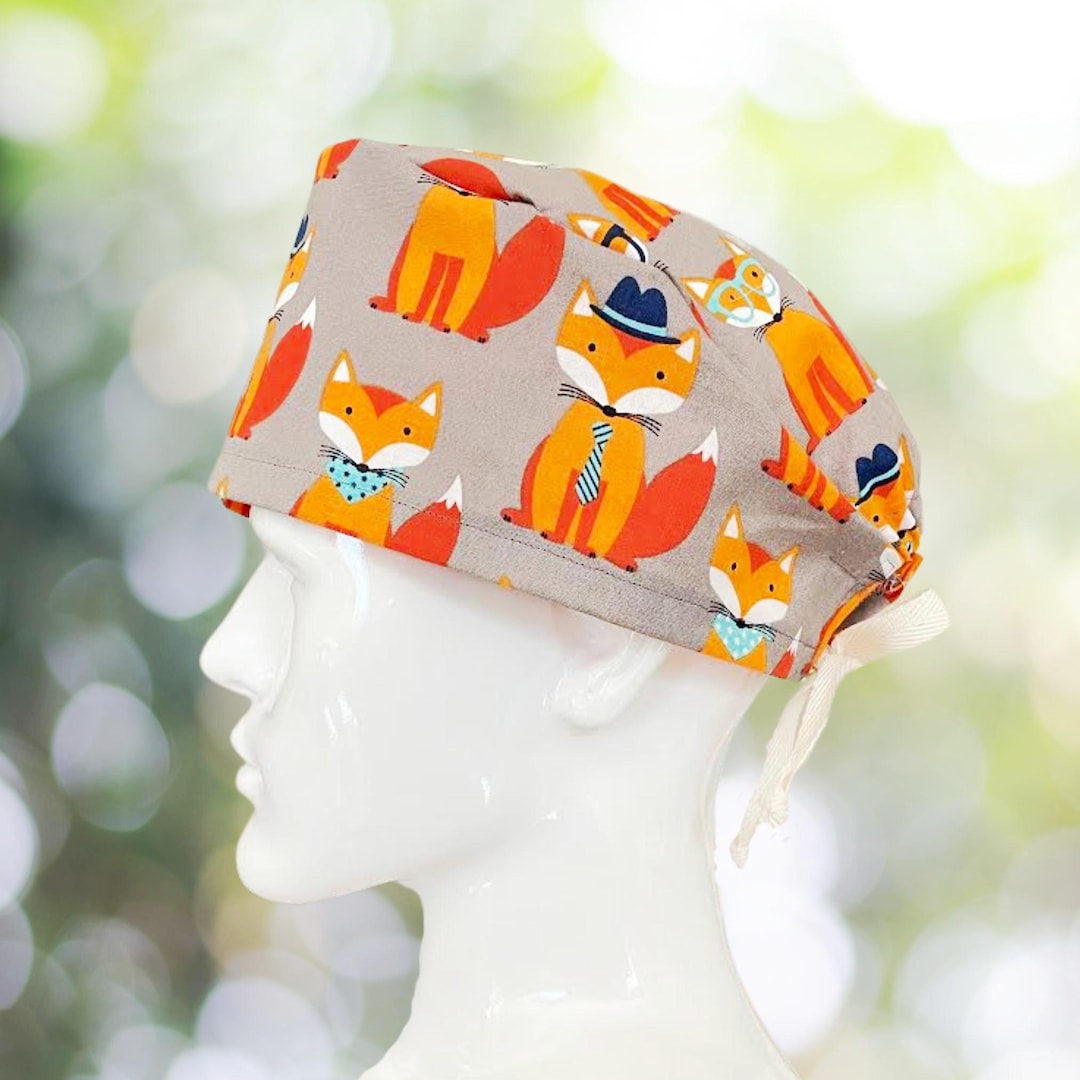 PREMIUM Smart Fox~ Modern Scrub Cap, Nurse Cap, Scrub Hat, OR Scrub Cap ...