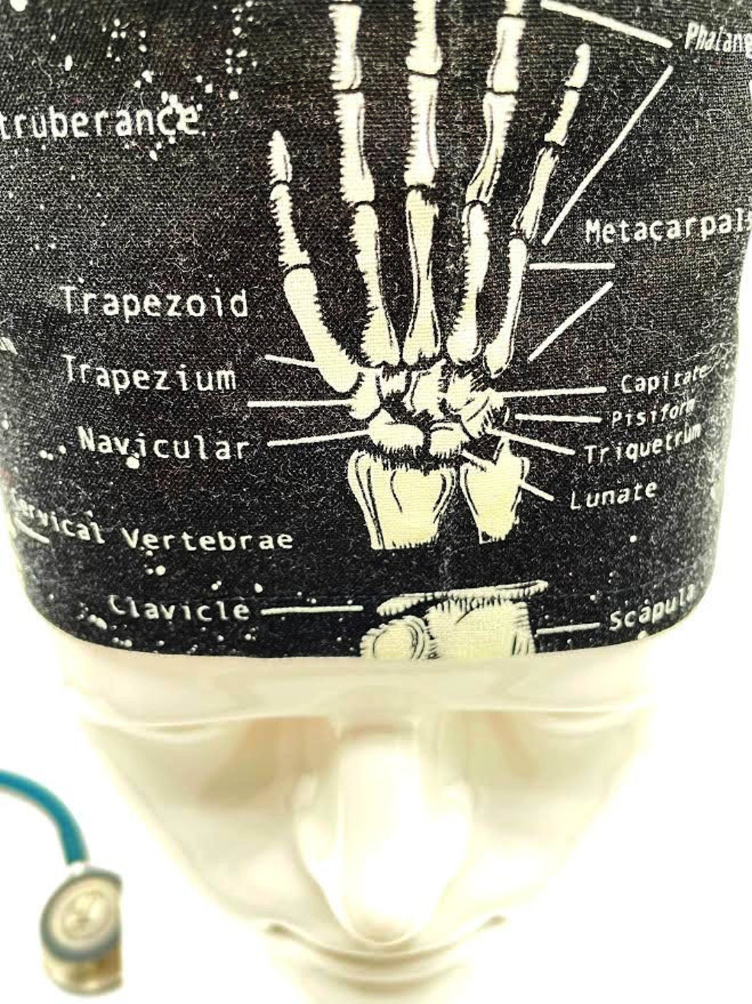 Velcro Closure Skeleton Scrub Hat, Surgical Cap, Chefs Cap, Skull Scrub ...