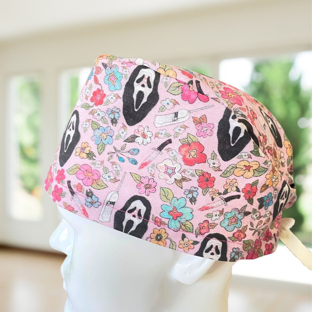 PREMIUM Floral Skulls ~ Modern Scrub Cap, Nurse Cap, Scrub Hat, OR ...