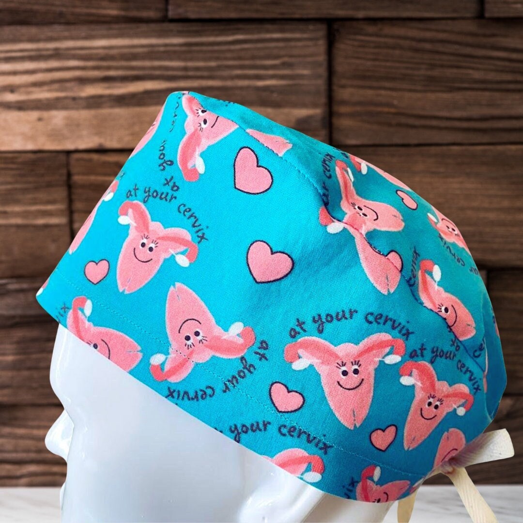 PREMIUM at Your Cervix Print Modern Scrub Cap, Nurse Cap, Scrub Hat, OR ...