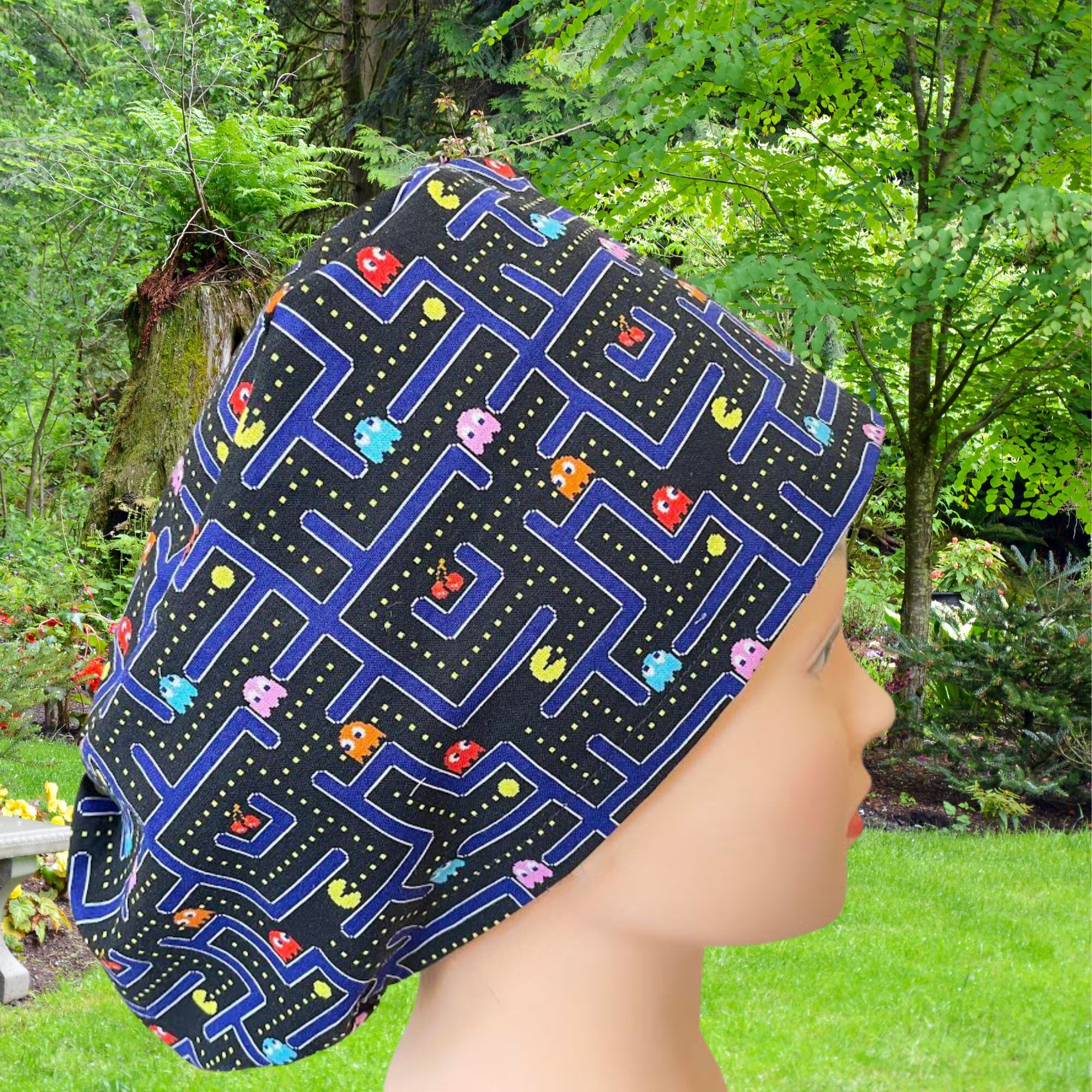 PREMIUM Pac Man Retro Game Euro Style Scrub Cap, Unisex Nurse Cap ...