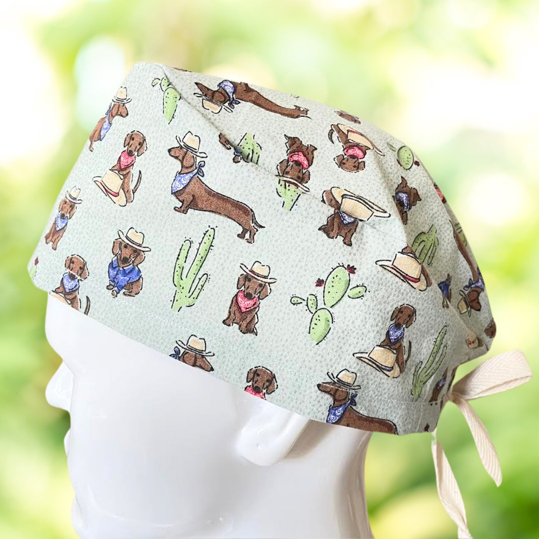 Dachshund Scrub Cap: Modern Unisex Nurse Hat, CNA, MD, Vet, Tech, Gifts ...