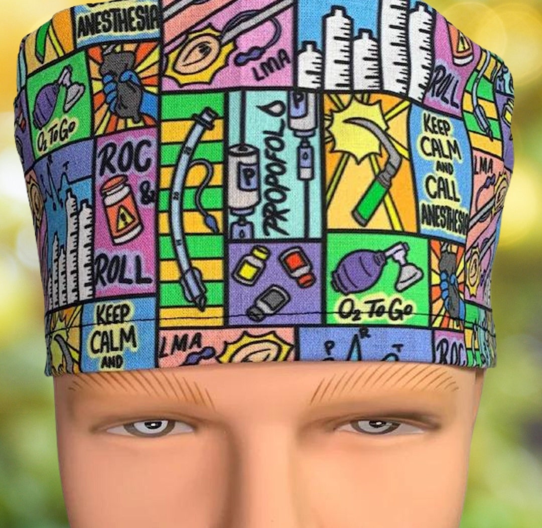 Anesthesia Comic Scrub Cap, Modern Nurse Hat - Etsy
