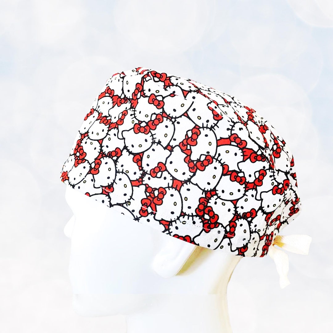 Hello Kitty Scrub Cap: Red Bows, Modern Nurse Hat - Etsy