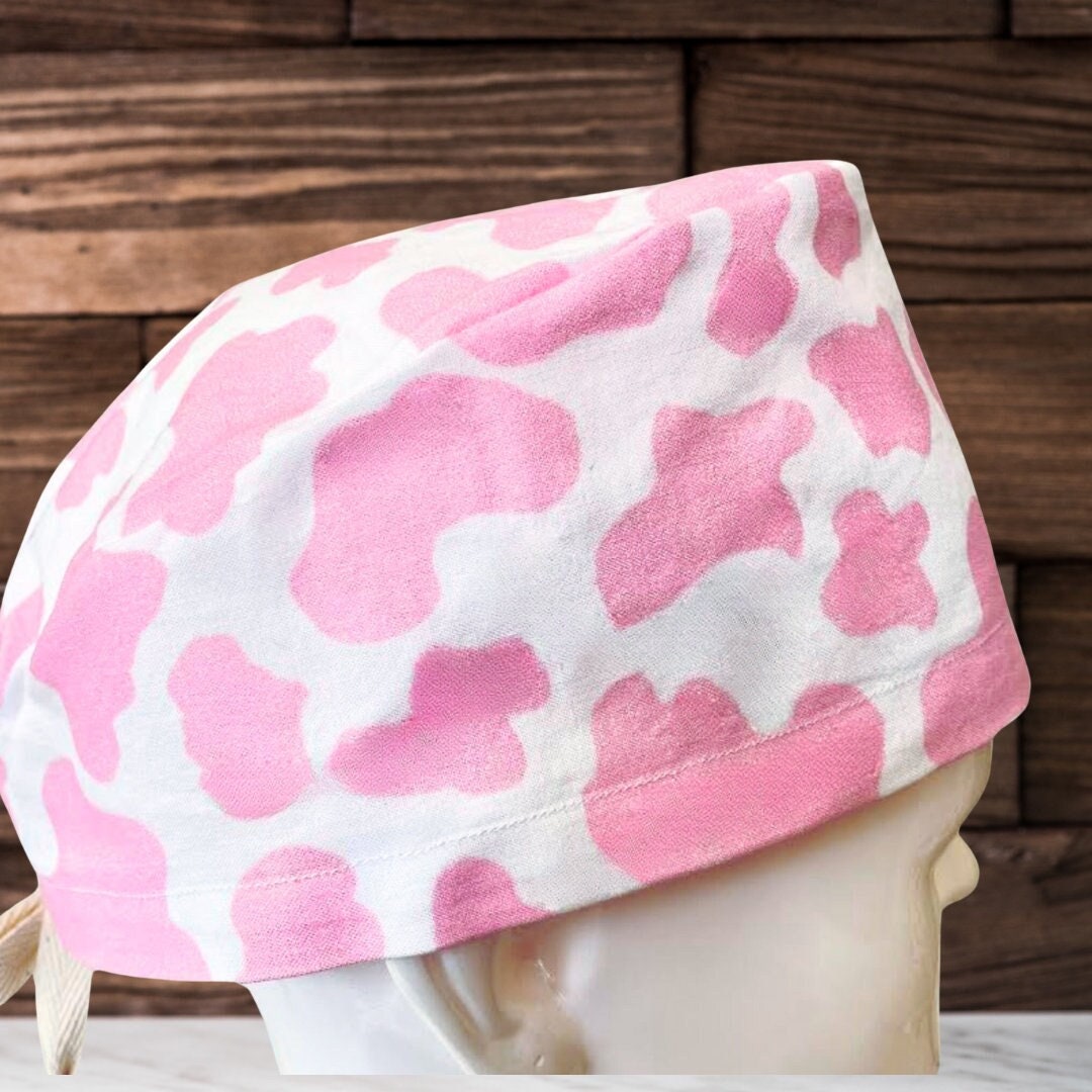 Pink Cow Print Scrub Cap, Unisex Cotton Surgical Hat - Etsy