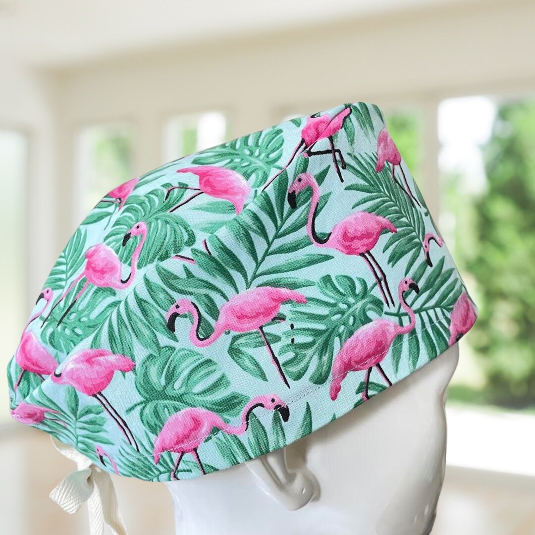 Premium Flamingo Green Background Modern Surgical Cap Healthcare Nurse ...