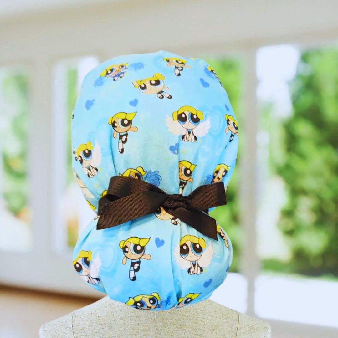 Various Powerpuff Girls Ponytail Style Scrub Cap: Surgical Cap, CNA, MD ...