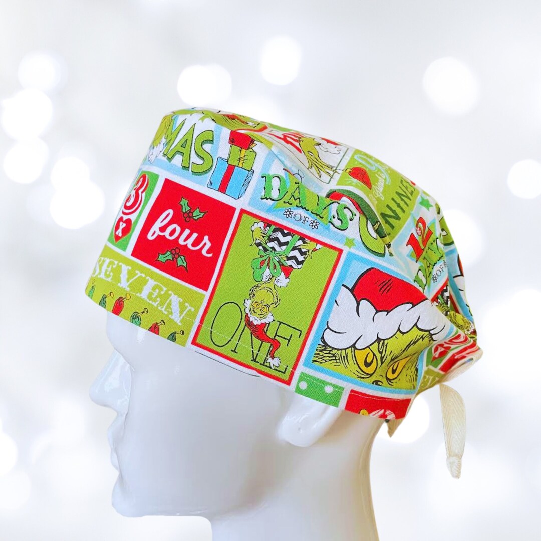 Grinch Christmas Scrub Cap: Modern Nurse Hat, Vet Tech Gift - Etsy