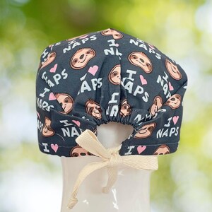 PREMIUM I Heart Naps Sloth~ Modern Scrub Cap, Nurse Cap, Scrub Hat, OR ...
