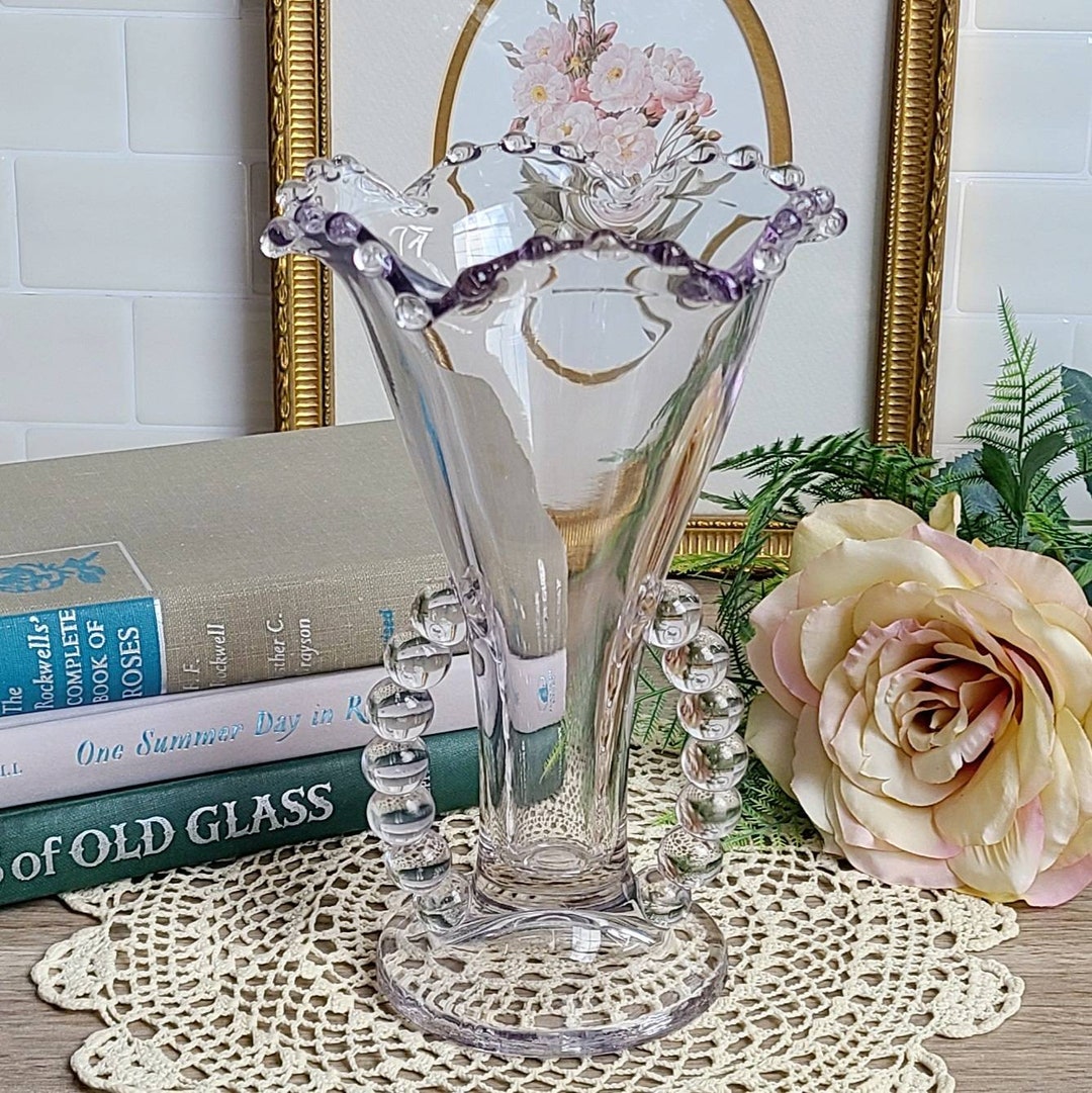 Imperial Glass Candlewick Clear Crimped Vase ~~ Vintage Decor, Flower ...