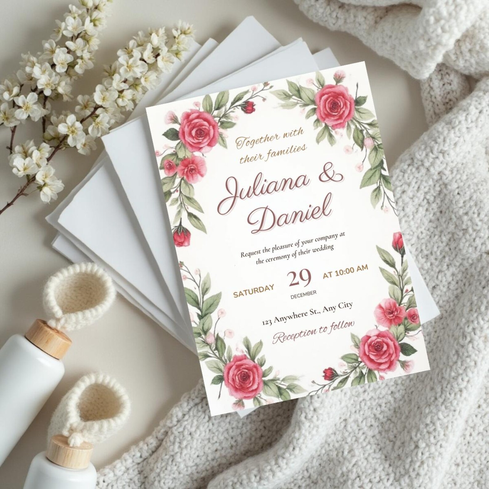 Editable Canva Wedding Invitation Card | Personalized Template - Etsy