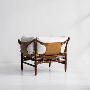Wanderer Safari Chair - Ivory Fabric With Leather Details - Etsy