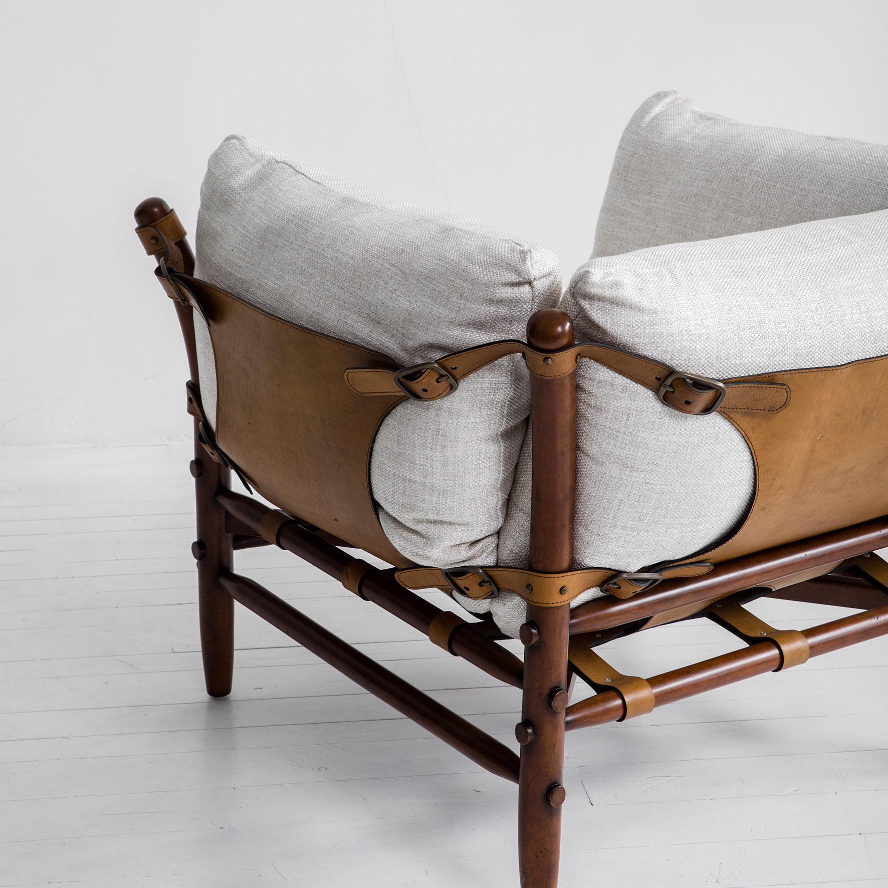 Wanderer Safari Chair - Ivory Fabric With Leather Details - Etsy