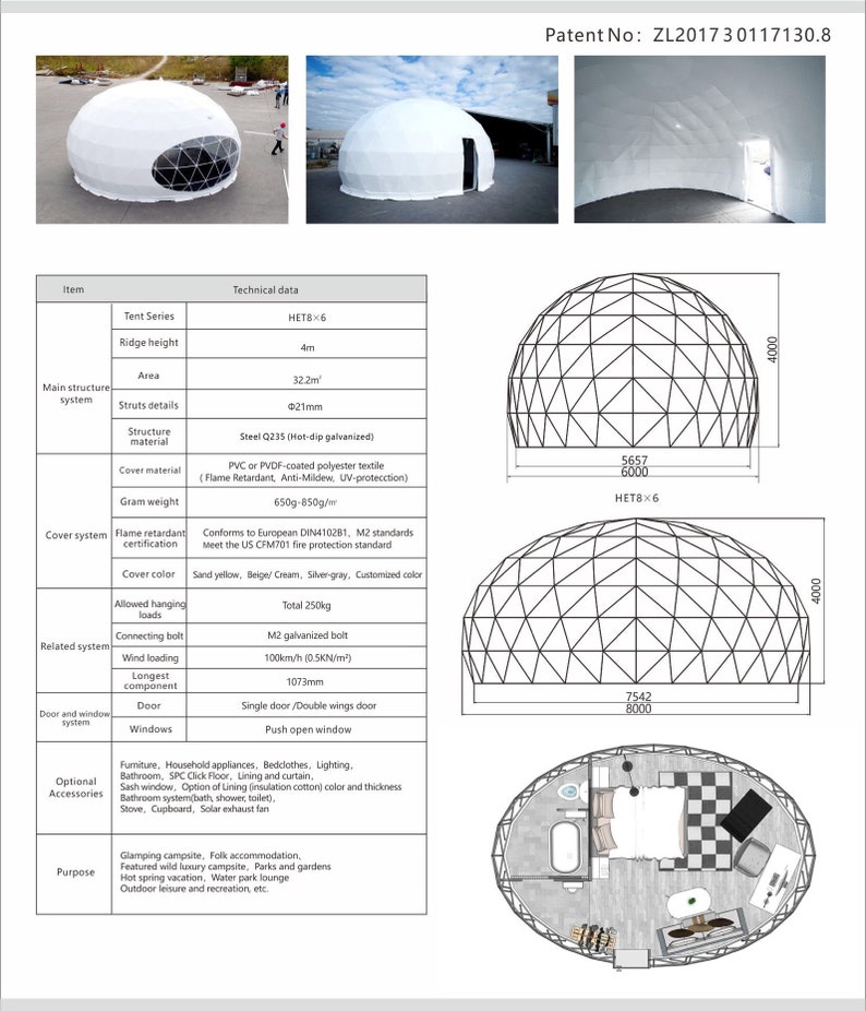 The Domegg--oval Geodesic Dome for Glamping/alternative House/guest ...