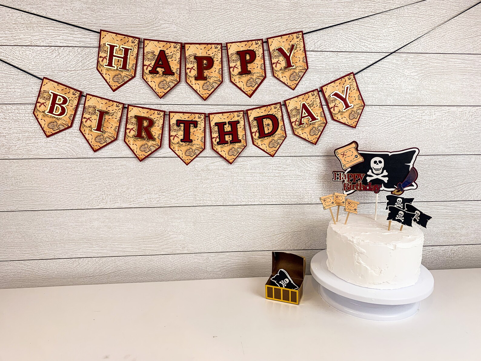 Pirate Cake Topper Happy Birthday Banner Banner With Name - Etsy
