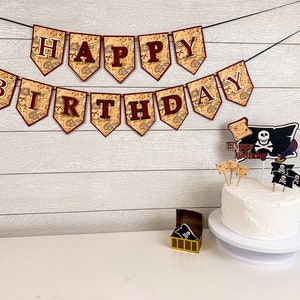 Pirate Party Cupcake Toppers Happy Birthday Banner Banner - Etsy