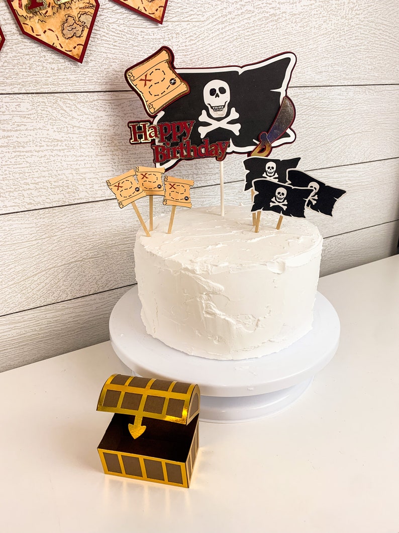 Pirate Party Cupcake Toppers Happy Birthday Banner Banner - Etsy