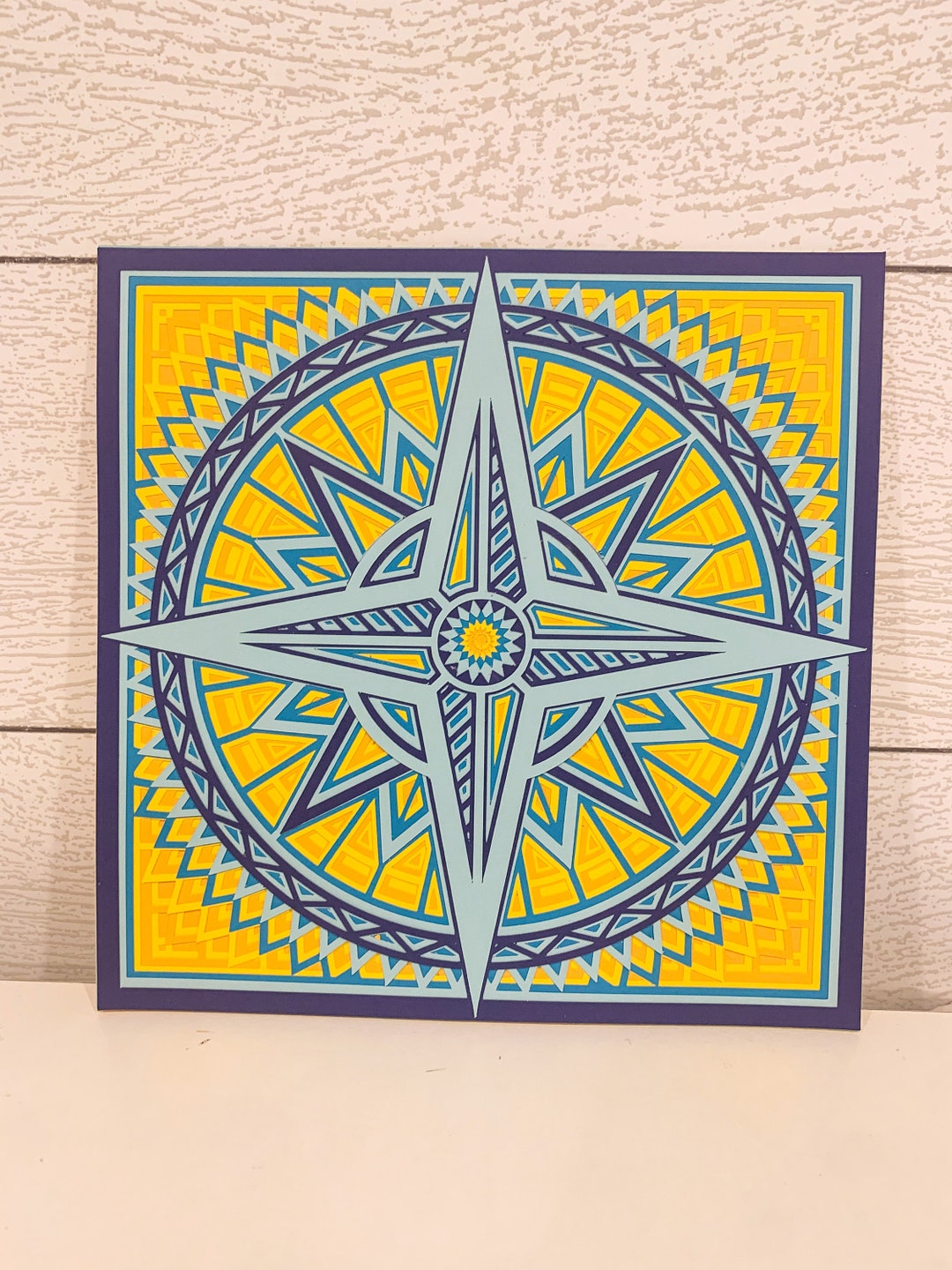 Compass wall art Mandala wall art Shelf decor Wall decor Paper wall art ...