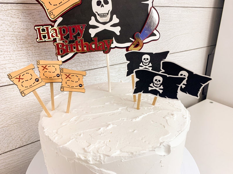 Pirate Party Cupcake Toppers Happy Birthday Banner Banner - Etsy