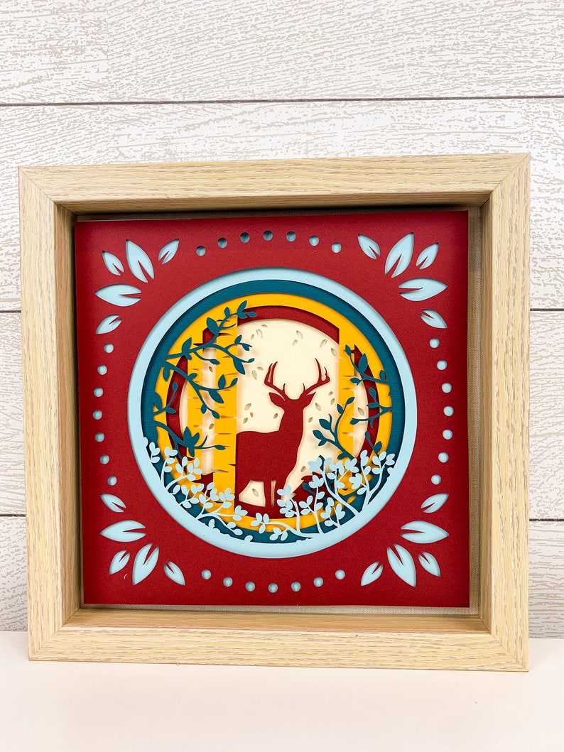 3D Layered Paper Deer in Forest Layered Cardstock Shadow - Etsy