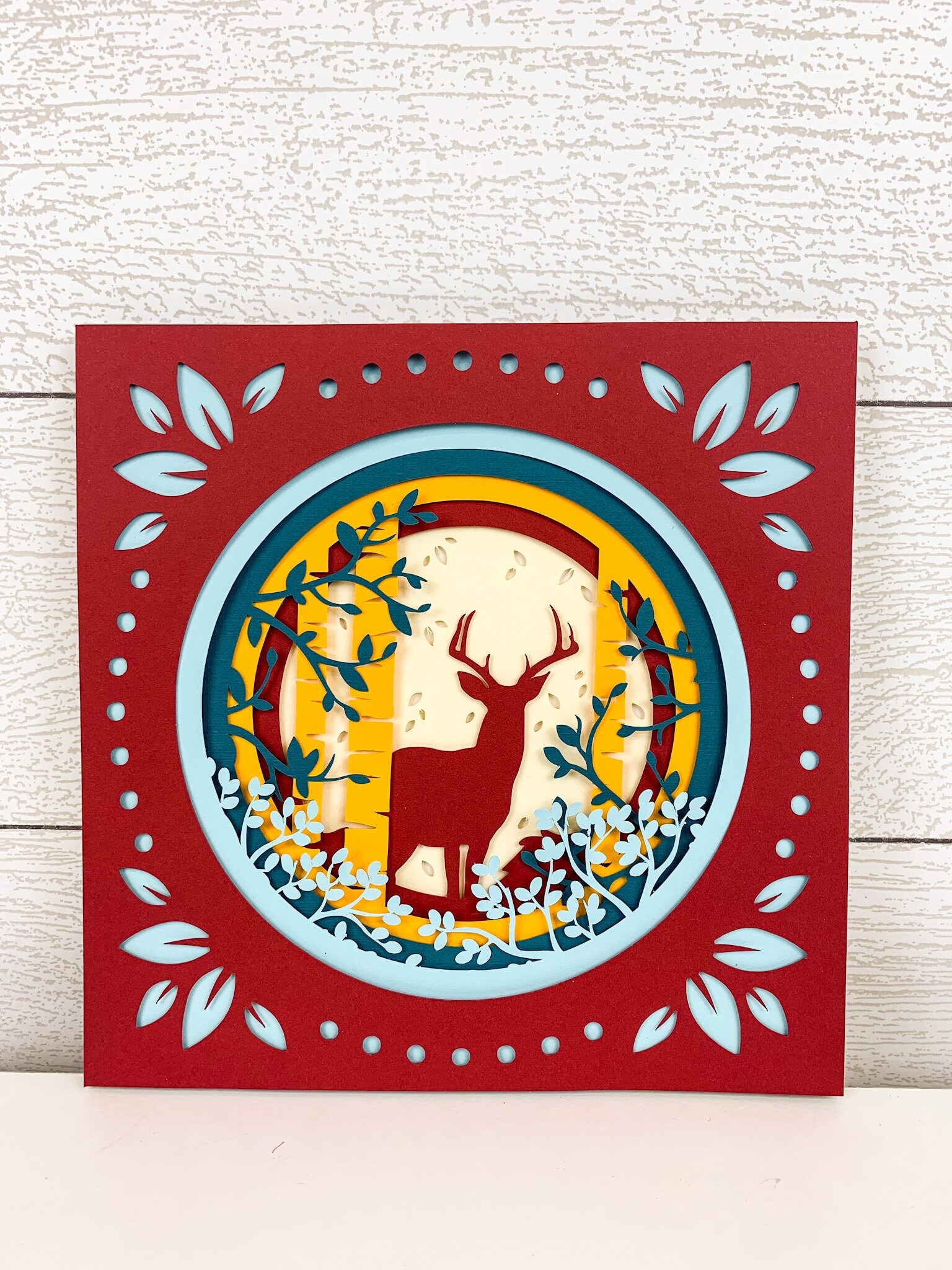 3D Layered Paper Deer in Forest Layered Cardstock Shadow - Etsy