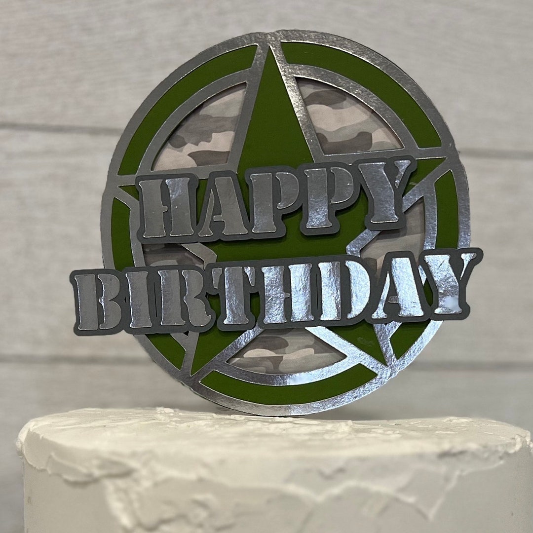Military Birthday Cake Topper Birthday Party Decor Custom Age Army Navy ...